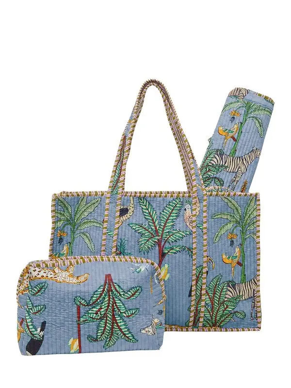 DUGGAN SOCIETY Jungle Mahjong Bag Set - Blue