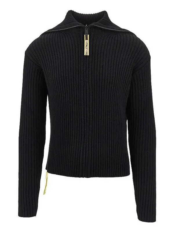 Fendi Ribbed Wool Full-zip Cardigan - Black