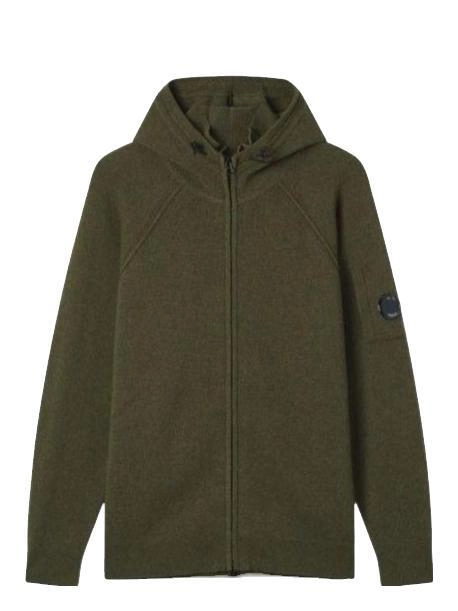 C.P. COMPANY Wool Hooded Cardigan - Capers