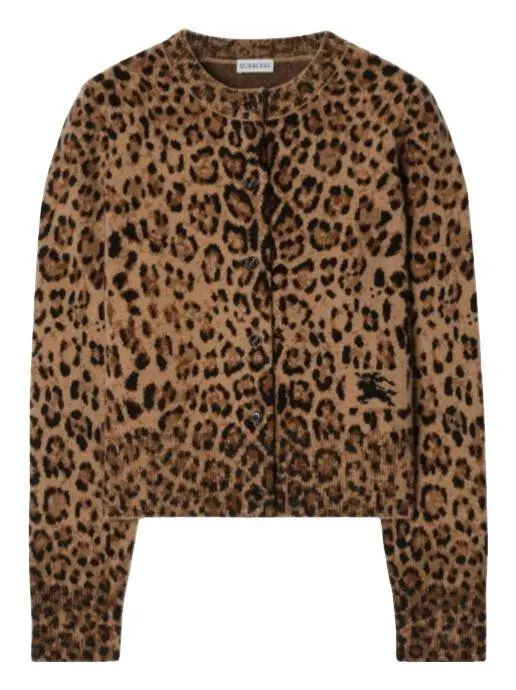 Burberry Logo Detailed Knitted Cardigan - Leopard
