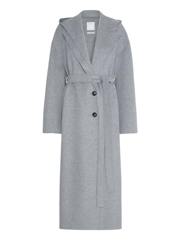 Sportmax Olmo Hooded Belted Coat - Medium Grey