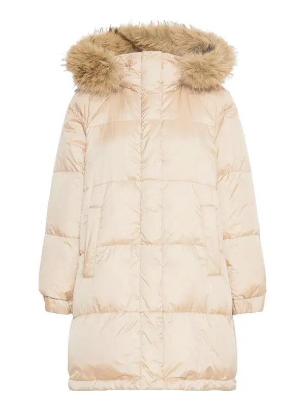 Max Mara Reversible Midi Parka In Water-repellent Plain - Beige