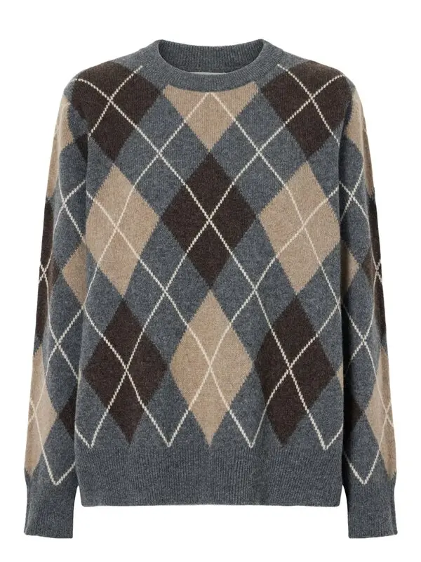 Daughter Ava Argyle Wool Sweater - Black