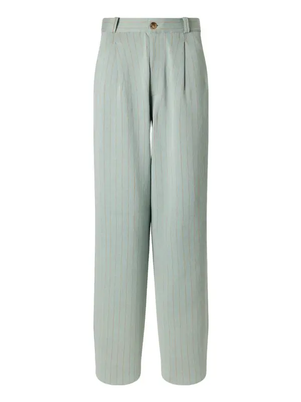 Guest In Residence Carpenter Pinstriped Cotton And Silk-blend Knit Straight-leg Pants - No