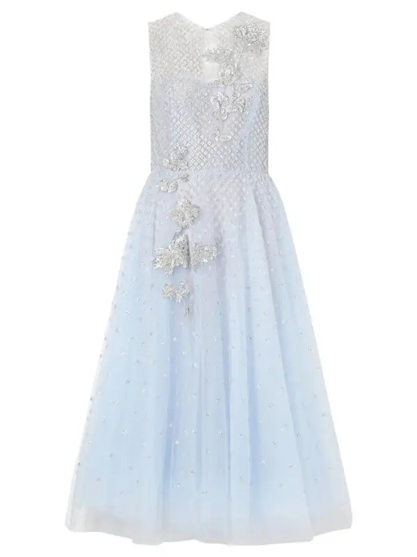Oscar De La Renta Organza Dress - Blue