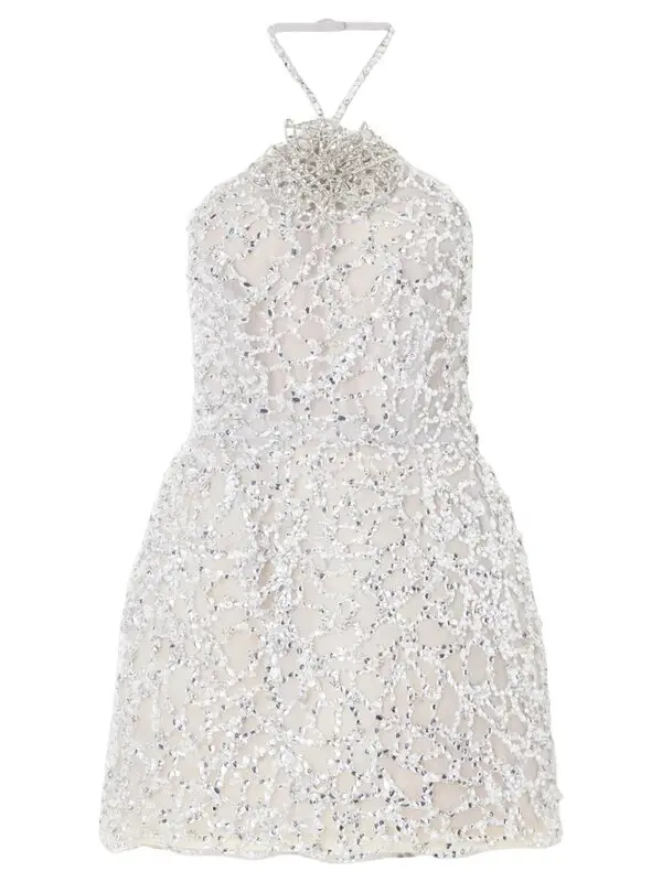 Oscar De La Renta Floral Off-the-shoulder Mini Dress - Silver