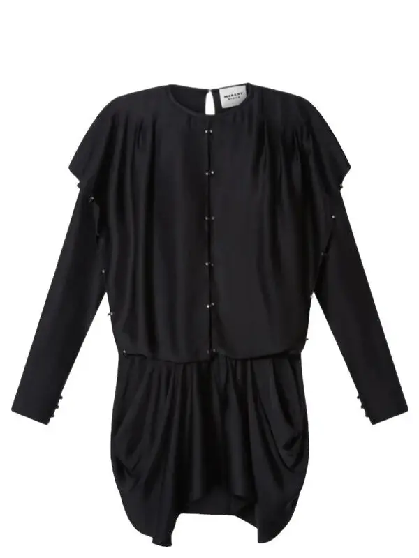 Isabel Marant Étoile Embellished Ruffled Crewneck Mini Dress - Black