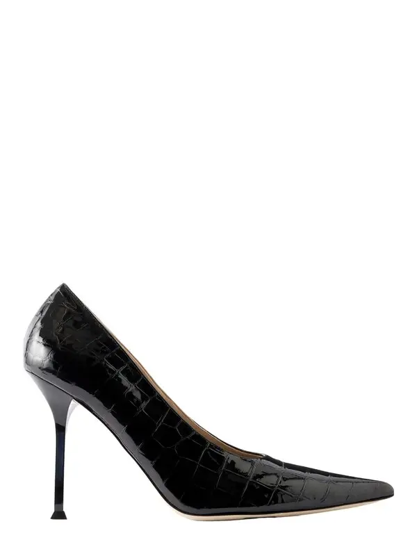 CHRISTEN Helix 95 Croc-effect Patent Leather Pumps - No