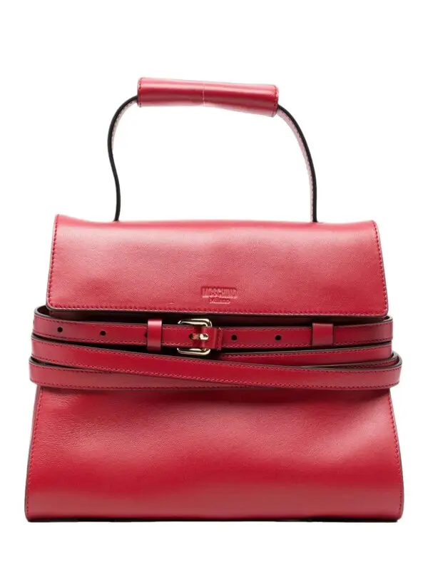 Moschino Belt-detail Leather Tote Bag - Red