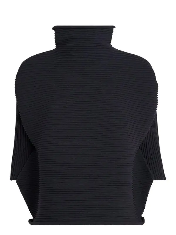 Issey Miyake Zigzag-knit High-neck Sweater - Black