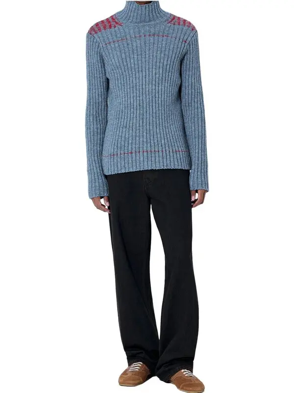Dries Van Noten Ribbed Turtleneck Sweater - Gray