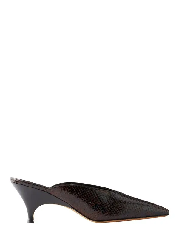 Le Monde Beryl Snake-effect Leather Mules - No