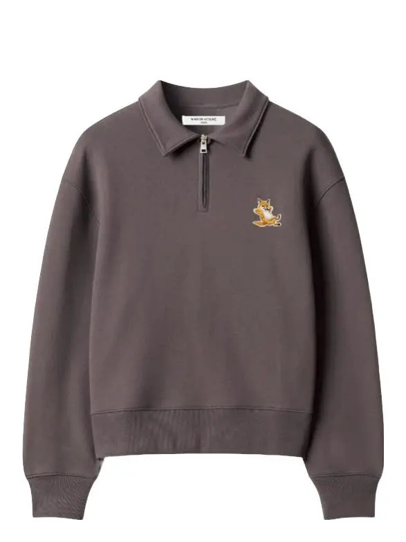 Maison Kitsuné Embroidered Half-zip Sweatshirt - Pavement