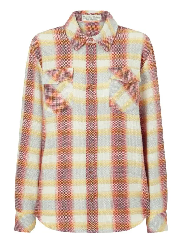 GOD'S TRUE CASHMERE Rose Blume Checked Cashmere Shirt - Nude