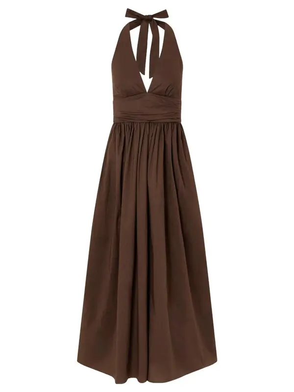 Matteau Cotton-poplin Halterneck Maxi Dress - Red
