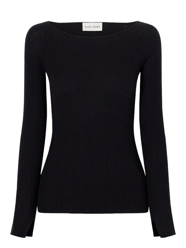 HIGH SPORT Ribbed Cotton And Cashmere-blend Sweater - Black