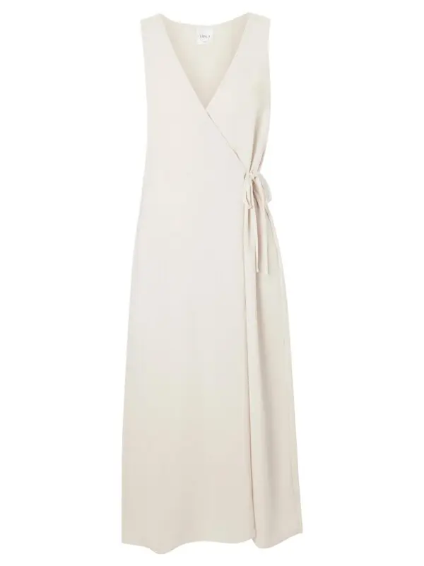 LESET Crepe Wrap Midi Dress - White