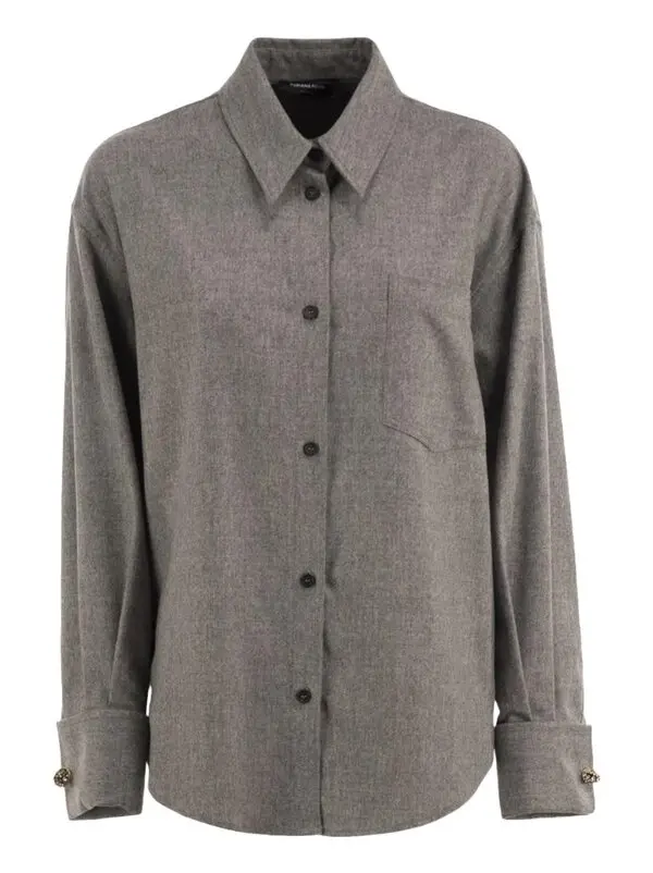 Fabiana Filippi Crystal-embellished Flannel Shirt - Grey