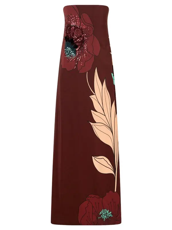 Johanna Ortiz Petals Strapless Maxi Dress - Red