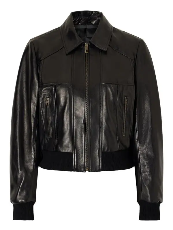 NILI LOTAN Leather Cropped Jacket - No