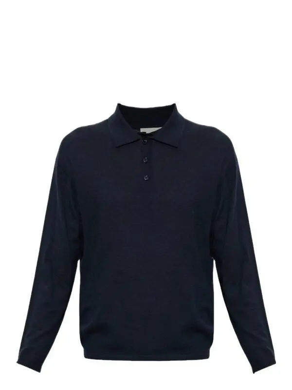 LISA YANG Liam Knitted Polo Top - Navy