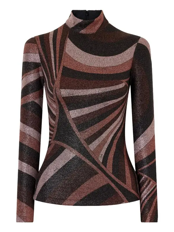 Emilio Pucci Printed Stretch-jersey Turtleneck Top - Black