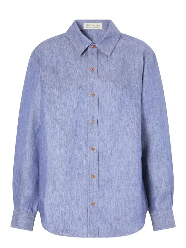 GOD'S TRUE CASHMERE Linen-denim Shirt - Blue