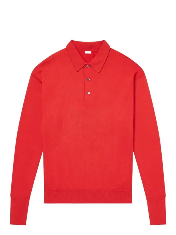 A.PRESSE Long-sleeve Polo Shirt - Red
