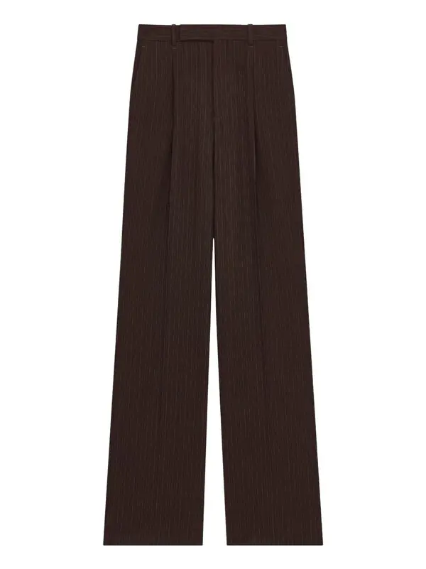 Saint Laurent Pinstripe Tailored Pants - Maroon/beige