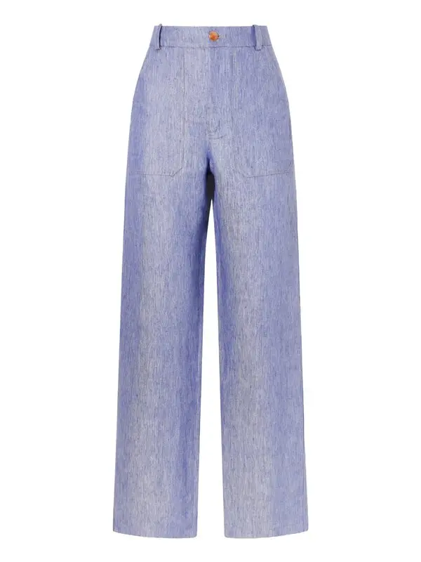 GOD'S TRUE CASHMERE Linen-denim Straight-leg Pants - No
