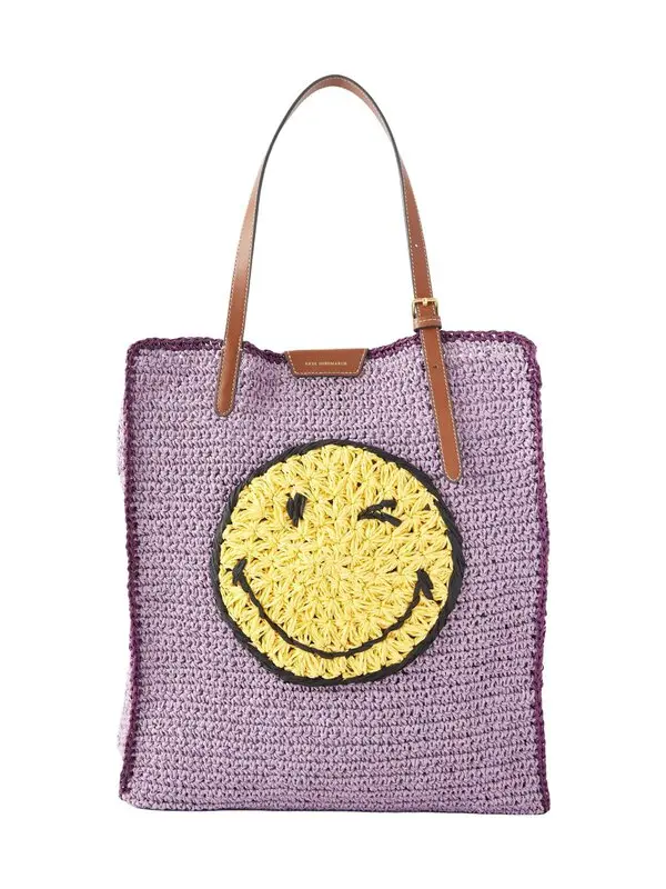 ANYA HINDMARCH Leather-trimmed Raffia Tote - No