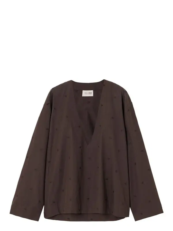 Attico Embroidered Cotton-blend Poplin Blouse - Black