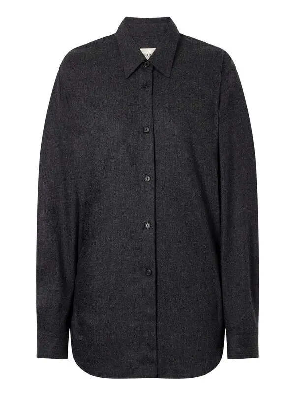Khaite Goya Wool-blend Flannel Shirt - Charcoal