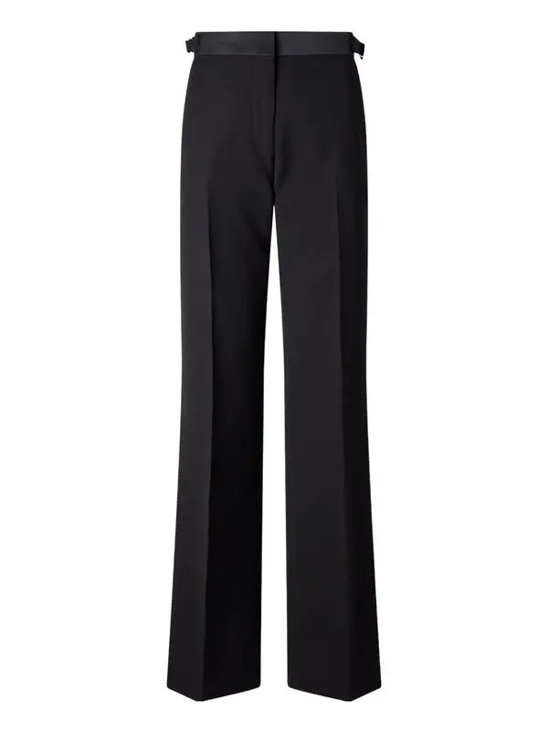WALES BONNER Gallery Satin-trimmed Wool-twill Flared Pants - Black