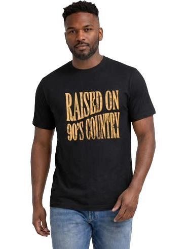 SIMPLY SAGE MARKET Raised On 90s Country Distressed Garment Dyed T-shirt - Black