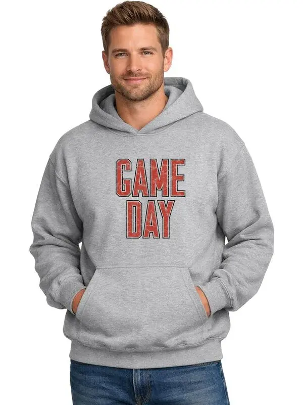 SIMPLY SAGE MARKET Game Day Outlined Distressed Hoodie - Graphite
