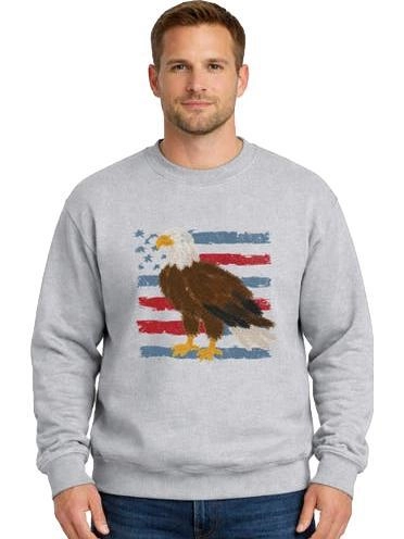 SIMPLY SAGE MARKET Bald Eagle Patriotic Flag Sweatshirt - Graphite