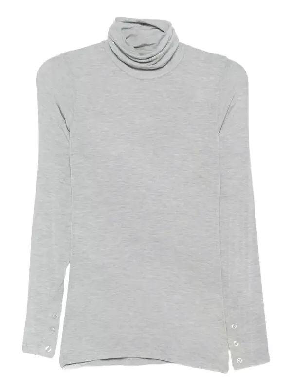 SOLOTRE Button-cuff Roll-neck Sweater - Grey