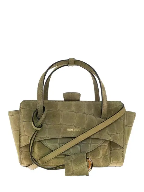 HIDESINS Small Flap Crocodile-effect Leather Tote Bag - Green