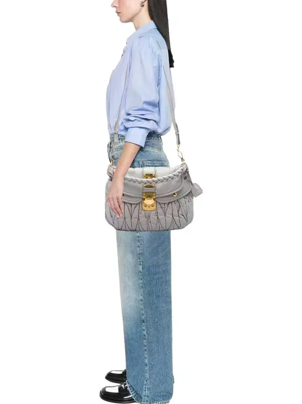 Miu Miu 2010-2026 Matelasse Nappa Coffer Satchel - Grey