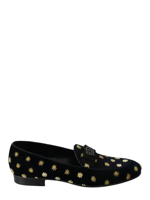 Dolce & Gabbana Star-embroidered Crown-embellished Loafers - Black