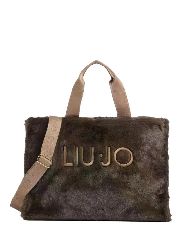 Liu Jo Faux-fur Logo-lettering Tote Bag - Brown