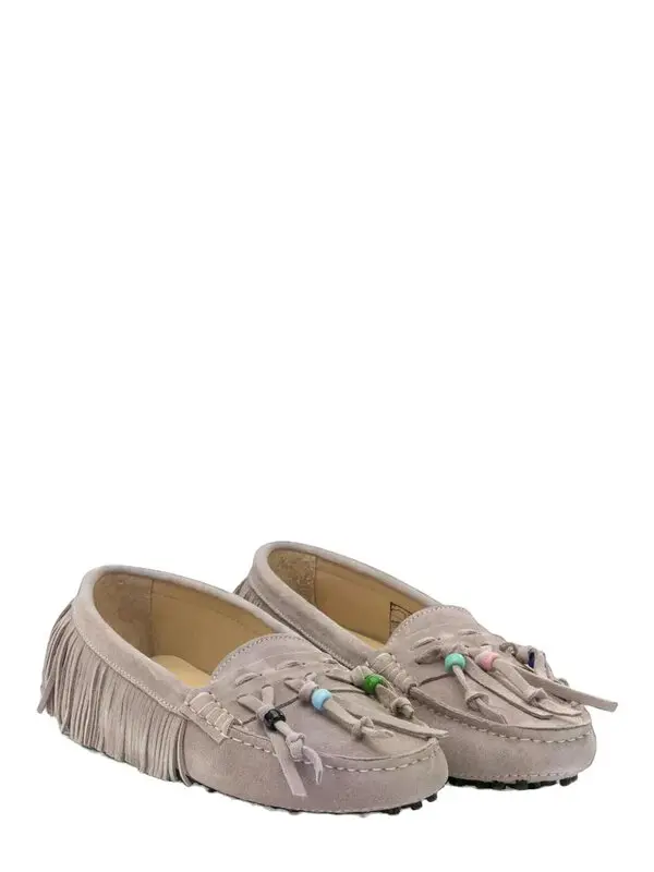 Toujours Emily Fringe-trim Beaded Moccasins - Neutrals
