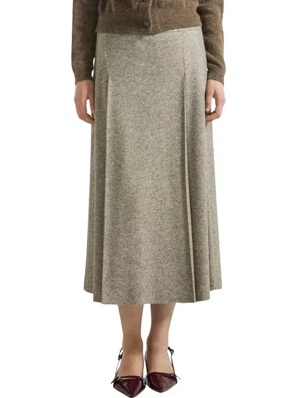 Seventy Pleated A-line Midi Skirt - Neutrals
