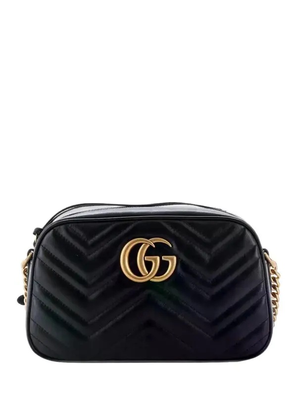 Gucci Gg Marmont Shoulder Bag Matelasse Leather Small Crossbody Bag - Black
