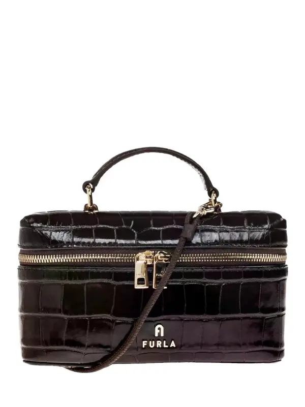 Furla Camelia Micro Croc-effect Leather Crossbody Bag - Brown