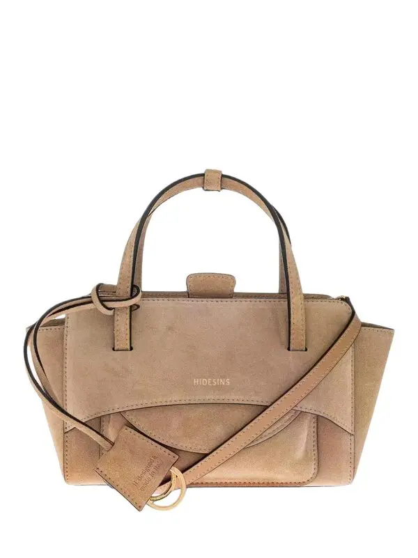 HIDESINS Flap Small Suede Tote Bag - Neutrals