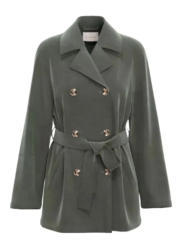 EMME Double-breasted Belted Jacket - Green