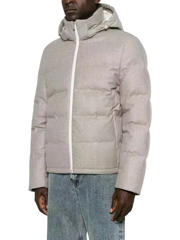 Brunello Cucinelli Houndstooth-pattern Quilted Jacket - Grey