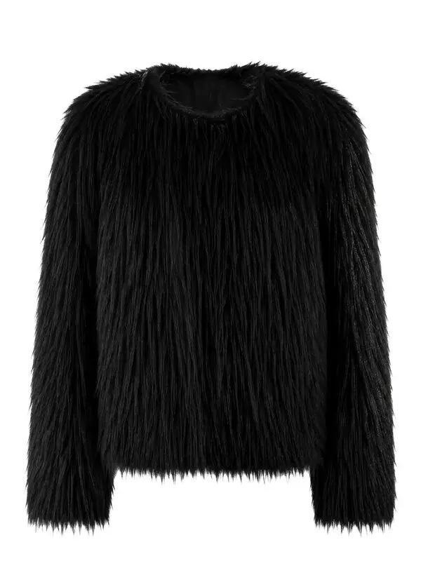 LE SULLY STUDIO Faux-fur Collarless Sweater - Black